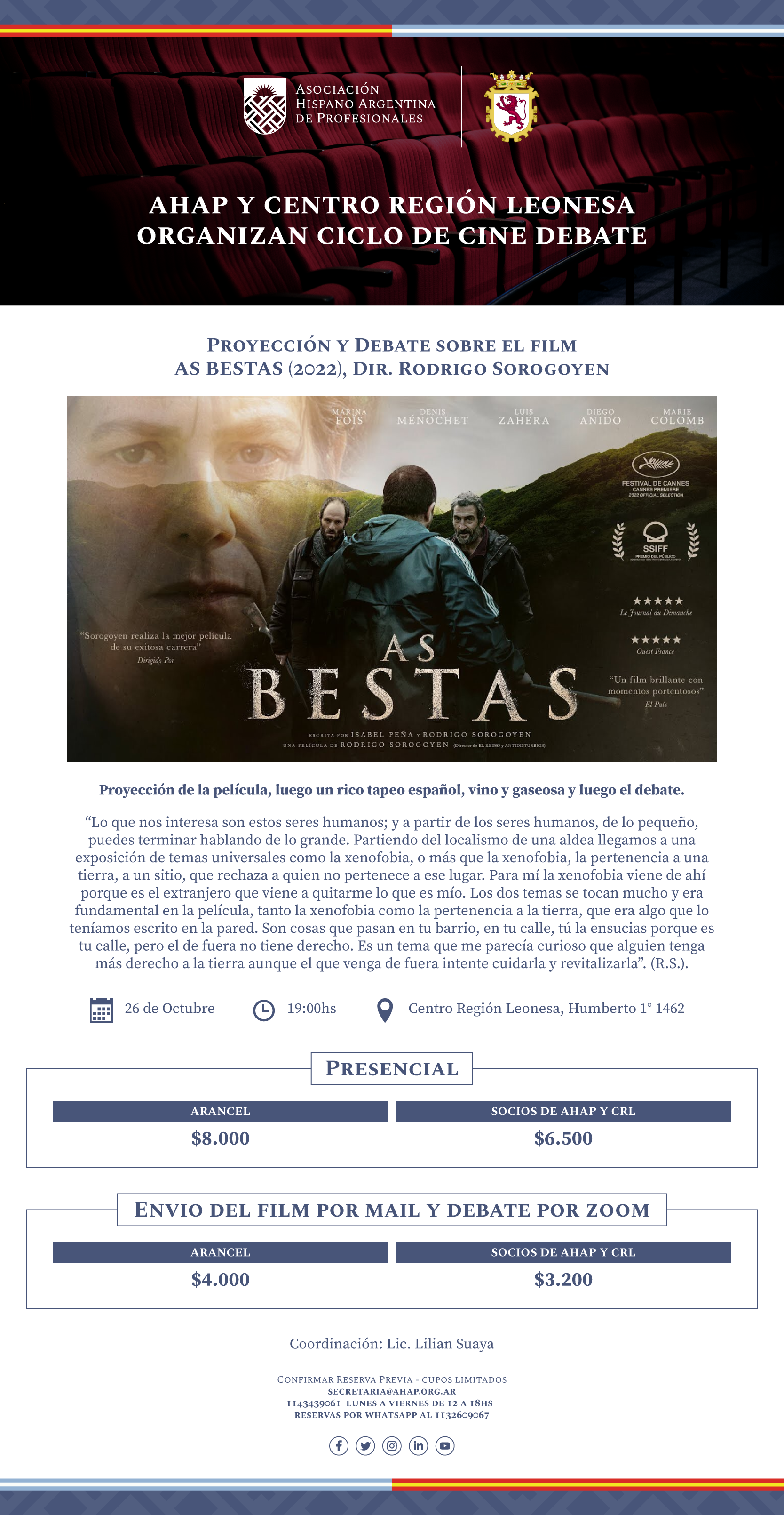 NUEVA ACTIVIDAD – Ciclo Cine / Debate – AHAP – Asociación Hispano ...